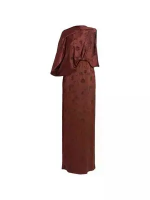 Erdem Bordeaux Floral Jacquard Maxi Dress