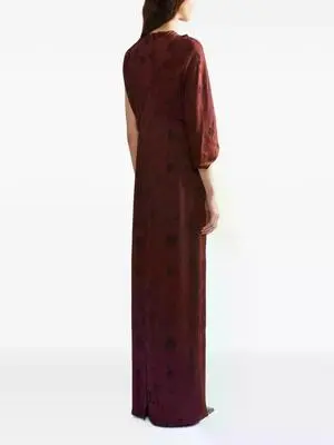 Erdem Bordeaux Floral Jacquard Maxi Dress