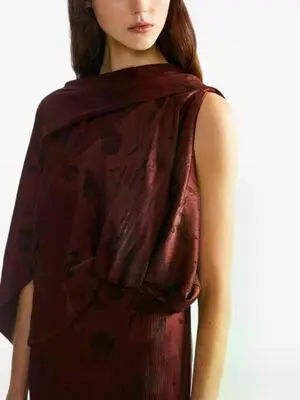 Erdem Bordeaux Floral Jacquard Maxi Dress