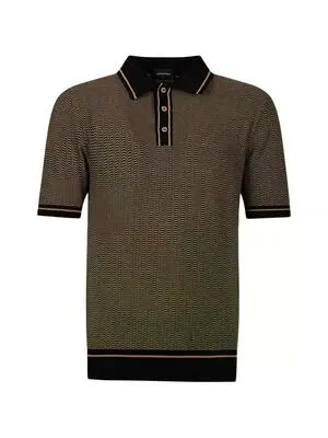 Tagliatore Textured-knit Tipped Polo Shirt - Brown