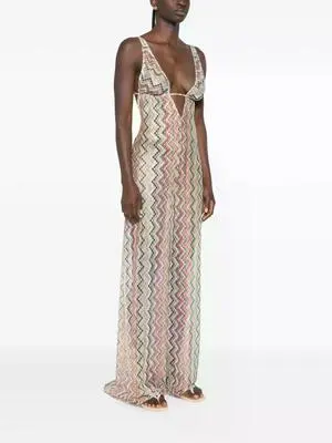 Missoni Multicolour Zigzag Pattern V-neck Sleeveless Wide Leg Jumpsuit