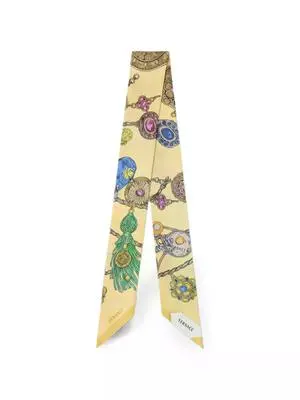 Versace Jewellery-print Silk Scarf - Yellow
