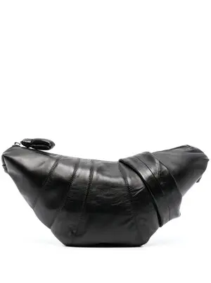 LEMAIRE Croissant Medium Leather Shoulder Bag - Black