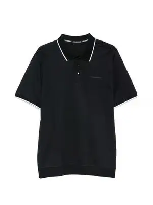 Karl Lagerfeld Logo-print Tipped-collar Polo Shirt - Blue