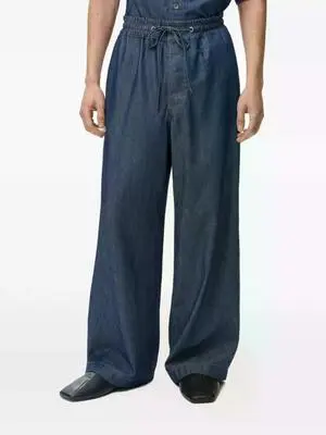 Loewe Drawstring Chambray Trousers - Blue