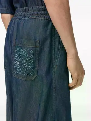 Loewe Drawstring Chambray Trousers - Blue