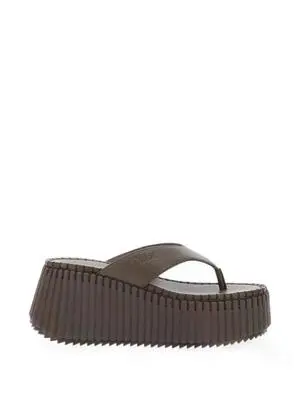 Chloé Platform Thong Sandals - Brown