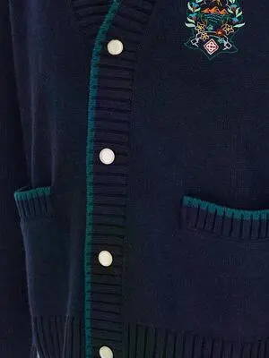 Casablanca Hotel Emblem Intarsia Knit Cardigan