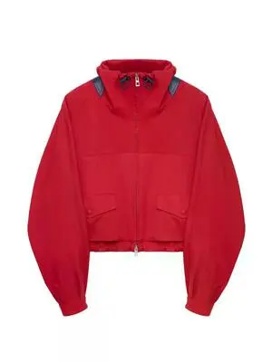 Loewe High Neck Zip-fastening Jacket With Leather Trim