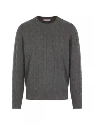 Brunello Cucinelli Cable-knit Cashmere Crew Neck Sweater - Grey