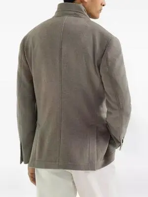 Brunello Cucinelli Lightweight Water-resistant Cashmere Stand Collar Blazer