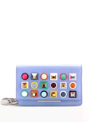 Fendi Studded Leather Tube Wallet On Chain Crossbody Bag - Blue