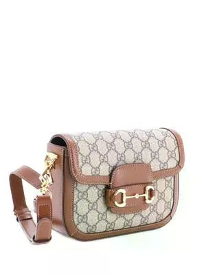 Gucci Horsebit 1955 Shoulder Bag In Gg Coated Canvas And Leather - Brown