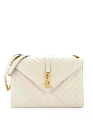 Saint Laurent Monogram Envelope Satchel Shoulder Bag - Neutrals