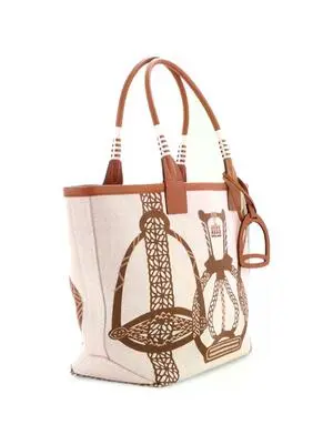 Hermès Sac Steeple Printed Toile With Leather 28 Tote Bag - Brown