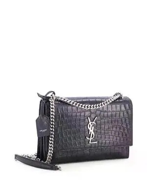 Saint Laurent Medium Croc Effect Leather Crossbody Bag