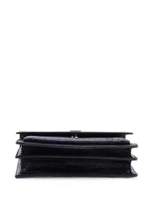 Saint Laurent Medium Croc Effect Leather Crossbody Bag