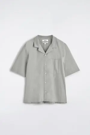 Cos Camp-collar Cotton Shirt - Gray