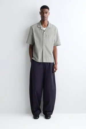 Cos Camp-collar Cotton Shirt - Gray