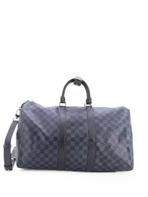 LOUIS VUITTON Keepall Bandouliere 45 Travel Bag In Damier Cobalt - Blue