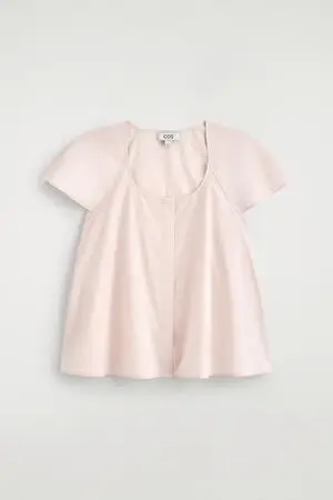 Cos Fluted-sleeve Cotton Blouse - Pink