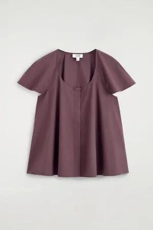 Cos Fluted-sleeve Cotton Blouse - Red