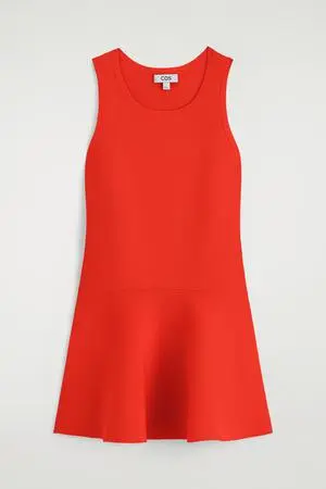 Cos Flared Knitted Mini Dress - Orange