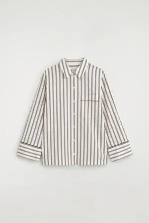 Cos Striped Cotton Dobby Shirt With Piping