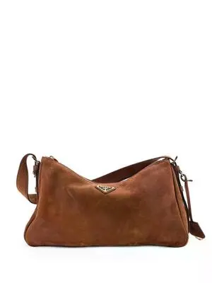 Prada Aimee Nubuck Large Shoulder Bag - Brown