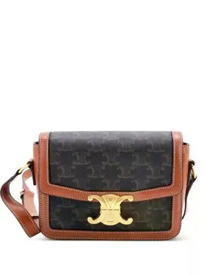 Celine Triomphe Coated Canvas Shoulder Bag - Black
