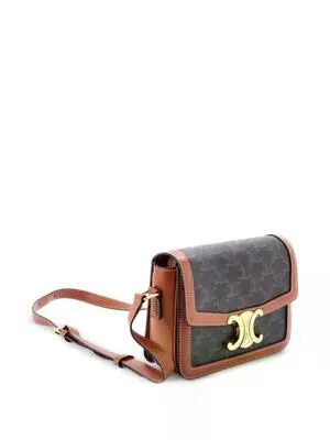Celine Triomphe Coated Canvas Shoulder Bag - Black