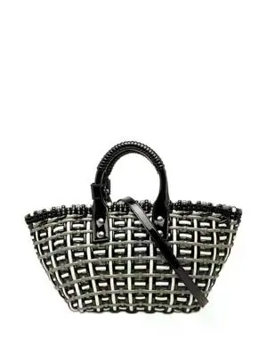 Balenciaga Faux Leather Bistro Basket Bag Xs Satchel - Grey