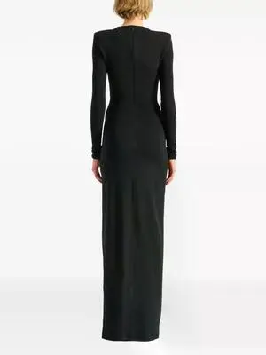 Balmain Long Slit Dress With Gold Metal Zip