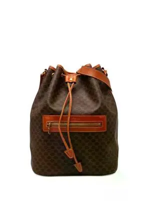 Celine Macadam Coated Canvas Drawstring Bucket Bag - Brown