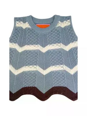 La DoubleJ Chevron Open-knit Top