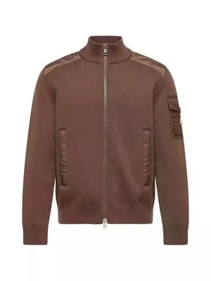Moncler Logo-patch Panelled Cardigan - Brown