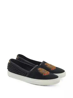 CHRISTIAN LOUBOUTIN Suede Embroidered Spike Sneakers