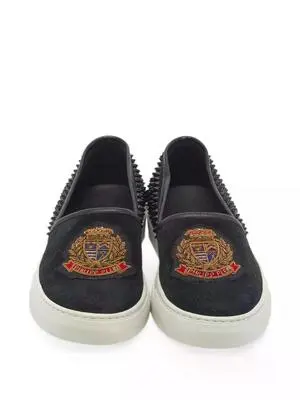 CHRISTIAN LOUBOUTIN Suede Embroidered Spike Sneakers