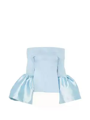 MARQUES' ALMEIDA Off-shoulder Ribbed Knit Blouse - Blue