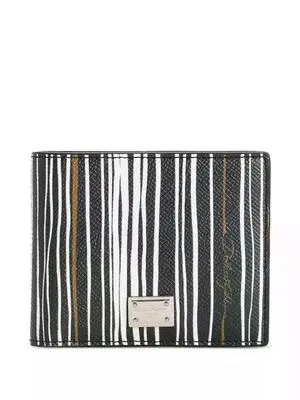 Dolce & Gabbana Stripe-print Calfskin Wallet - Black