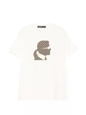 Karl Lagerfeld Logo-embroidered T-shirt - Neutrals