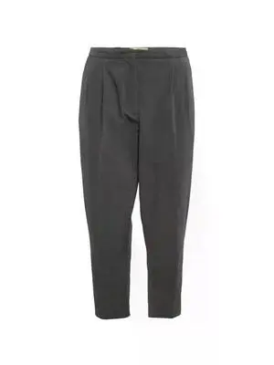 Prada Wool Pleated Cropped Trousers - Grey