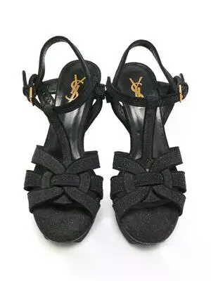 Saint Laurent Tribute Suede Platform Sandals - Black