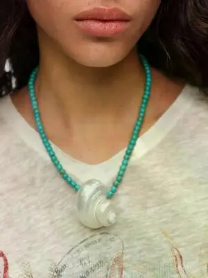 Bimba Y Lola Beaded Shell Pendant Necklace