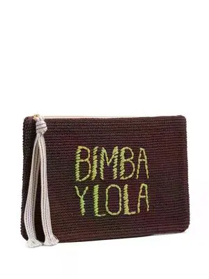 Bimba Y Lola Large Logo-embroidered Crochet Clutch Bag - Brown