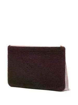 Bimba Y Lola Large Logo-embroidered Crochet Clutch Bag - Brown