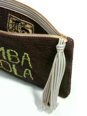 Bimba Y Lola Large Logo-embroidered Crochet Clutch Bag - Brown
