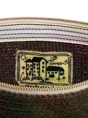 Bimba Y Lola Large Logo-embroidered Crochet Clutch Bag - Brown