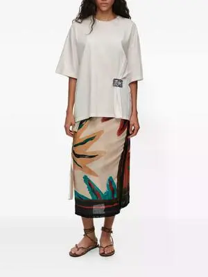Bimba Y Lola Sun Print Fringed Wrap Midi Skirt