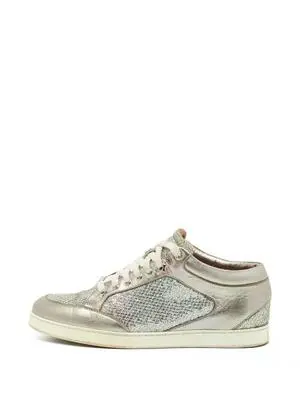 JIMMY CHOO Glitter Leather Sneakers - Silver